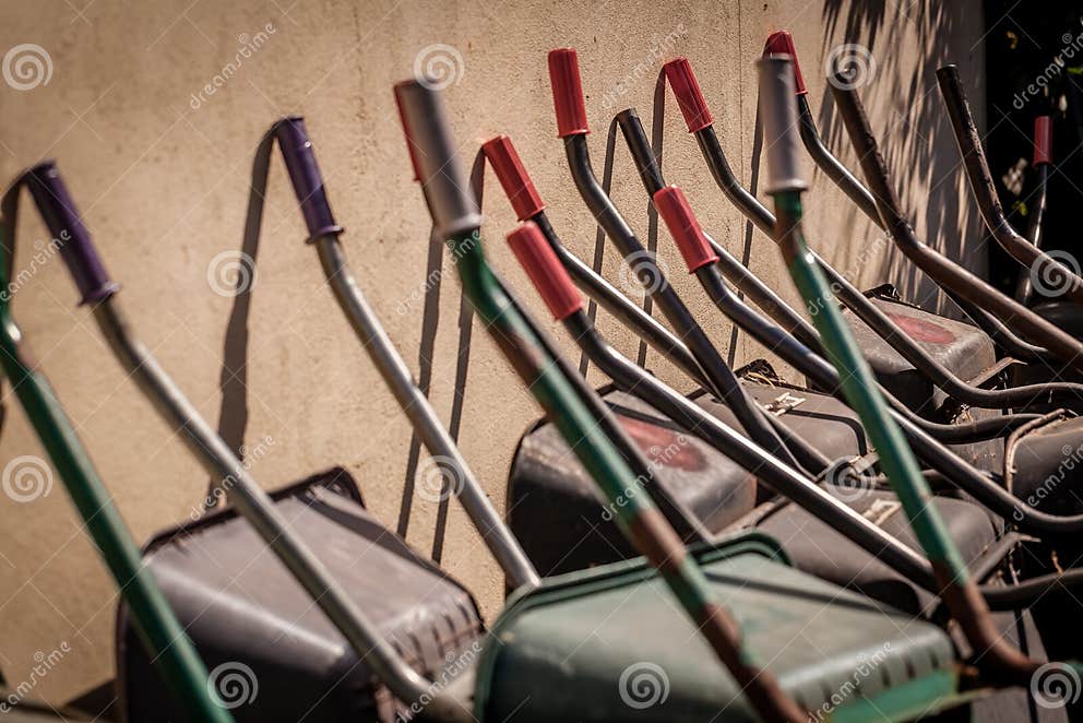 Wheelbarrows stock photo. Image of tyre, soiled, green - 42719760
