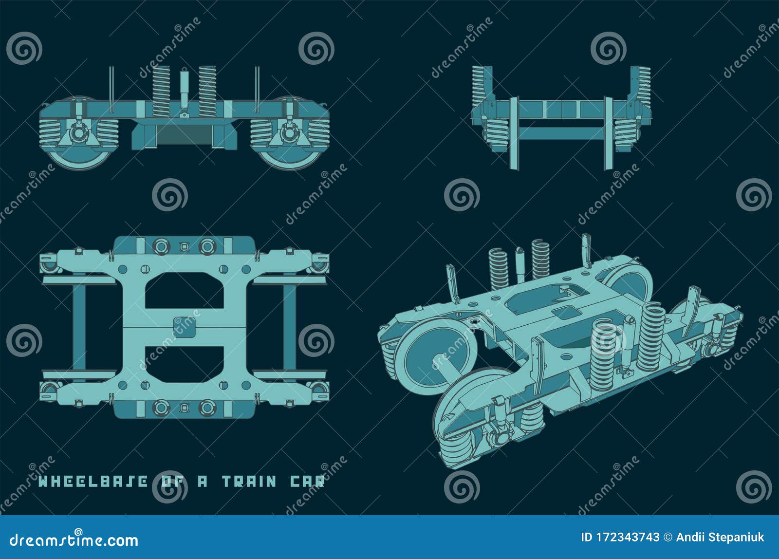 Wheelbase of a train car stock vector. Illustration of transportation ...