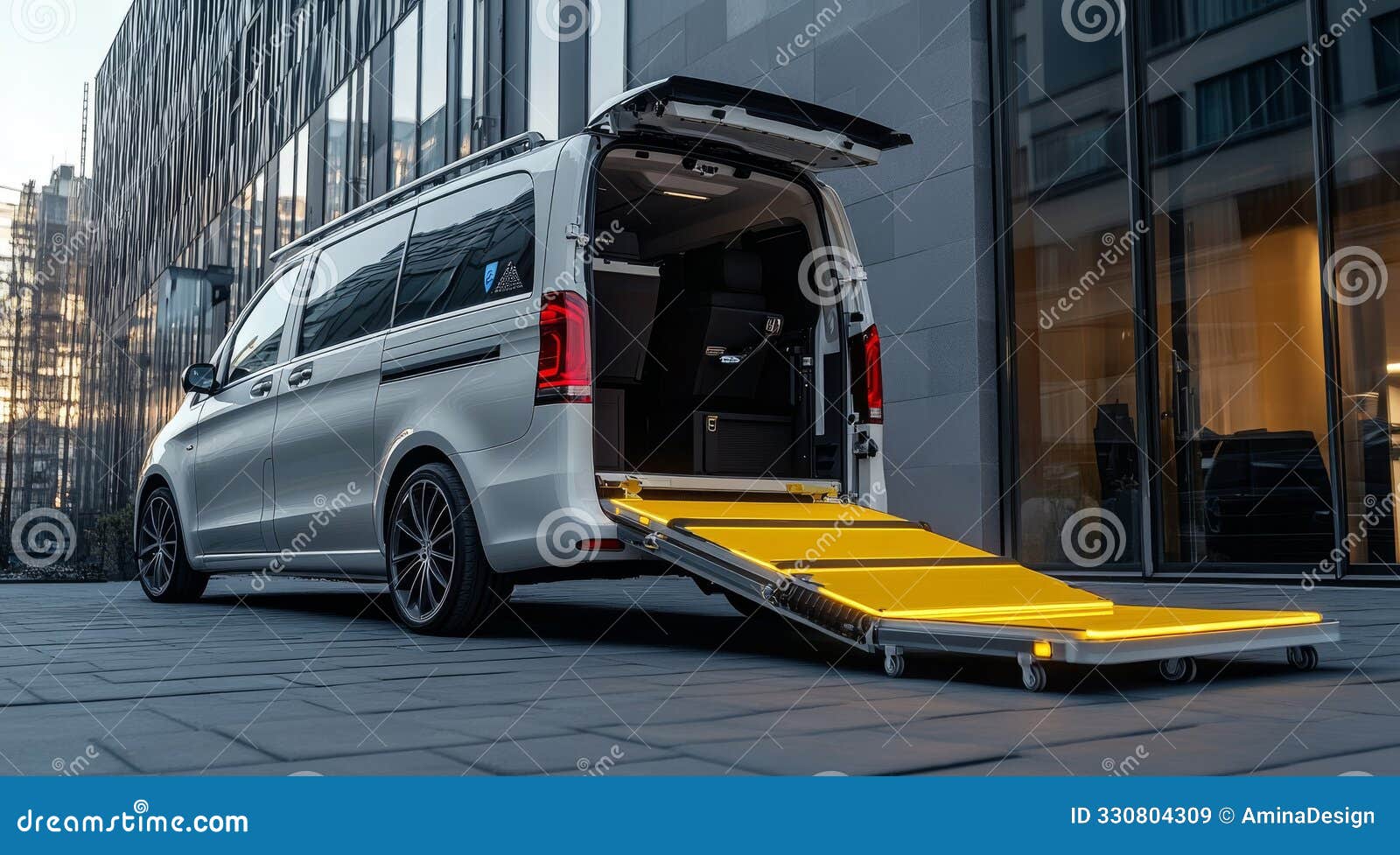 Yellow Ramp On The Stairs At The Entrance Of The House For The Disabled ...