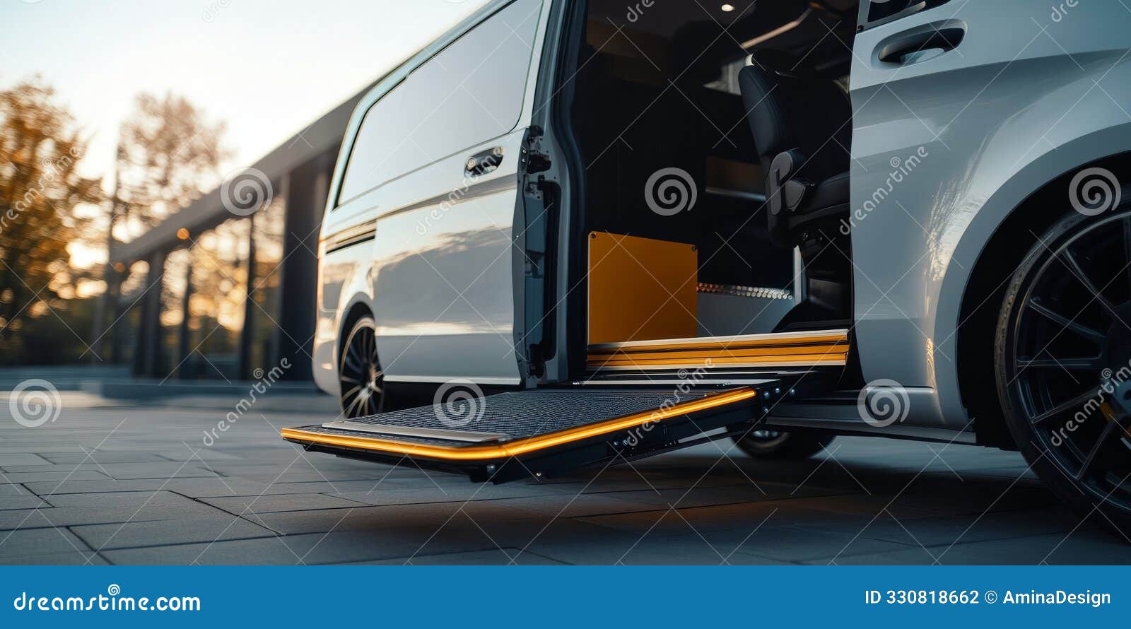 A Wheelchair Accessible Minivan Featuring an Extended Ramp for Easy ...