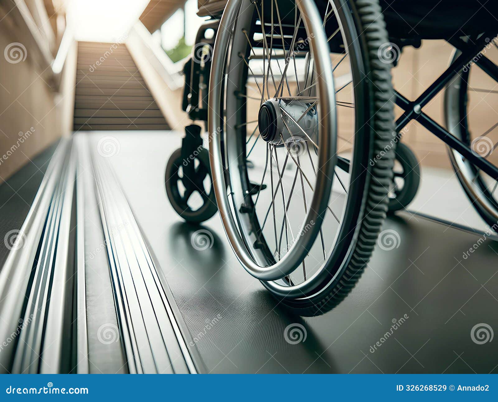 Wheelchair Approaching a Ramp, Close-up of Wheels Stock Illustration ...