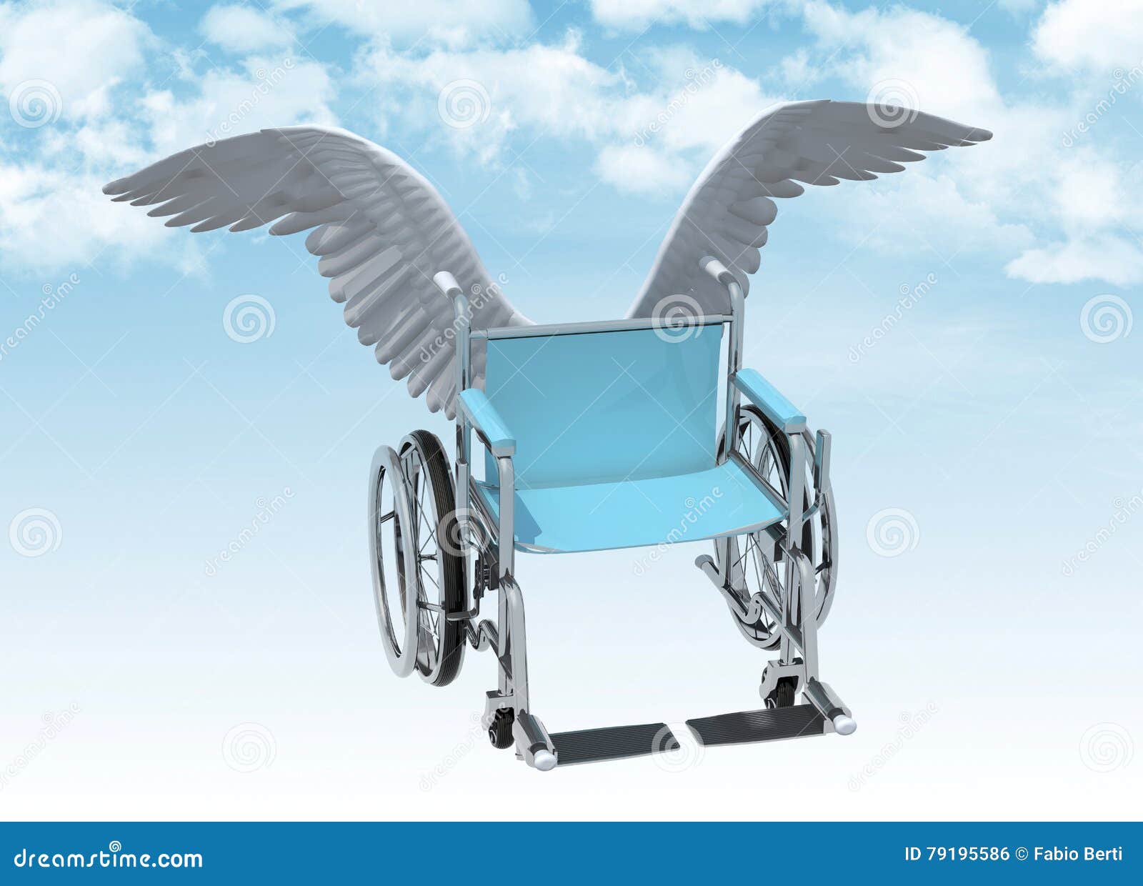 Wheelchair with Bird Wings that Fly on the Sky Stock Illustration ...