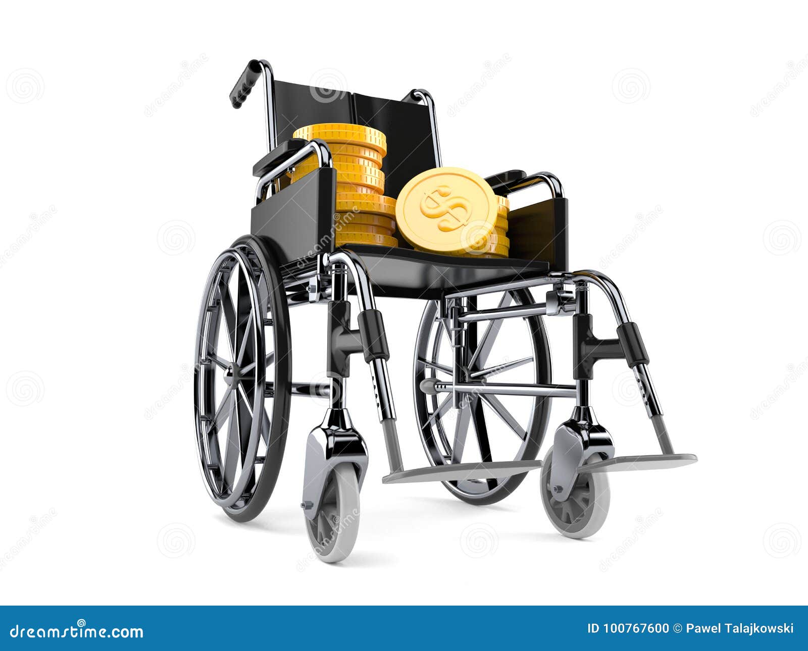 Wheelchair with coins stock illustration. Illustration of earnings ...