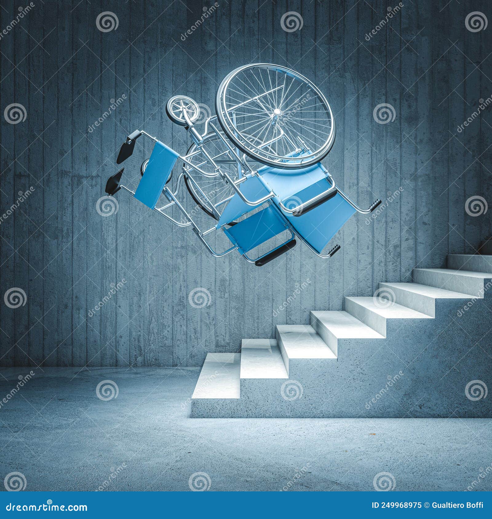 Wheelchair for the Disabled Falling from a Ladder Stock Illustration ...