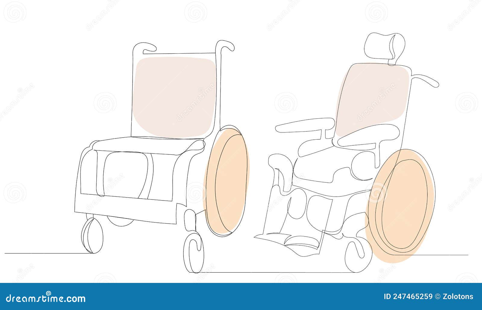 Wheelchair Drawing by One Continuous Line Stock Vector - Illustration ...