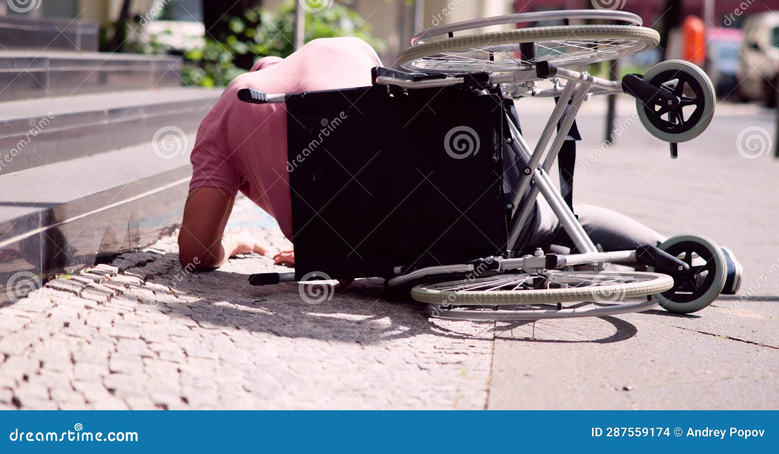 Wheelchair Fall Accident. Sad Man Stock Photo - Image of wheel, disable ...