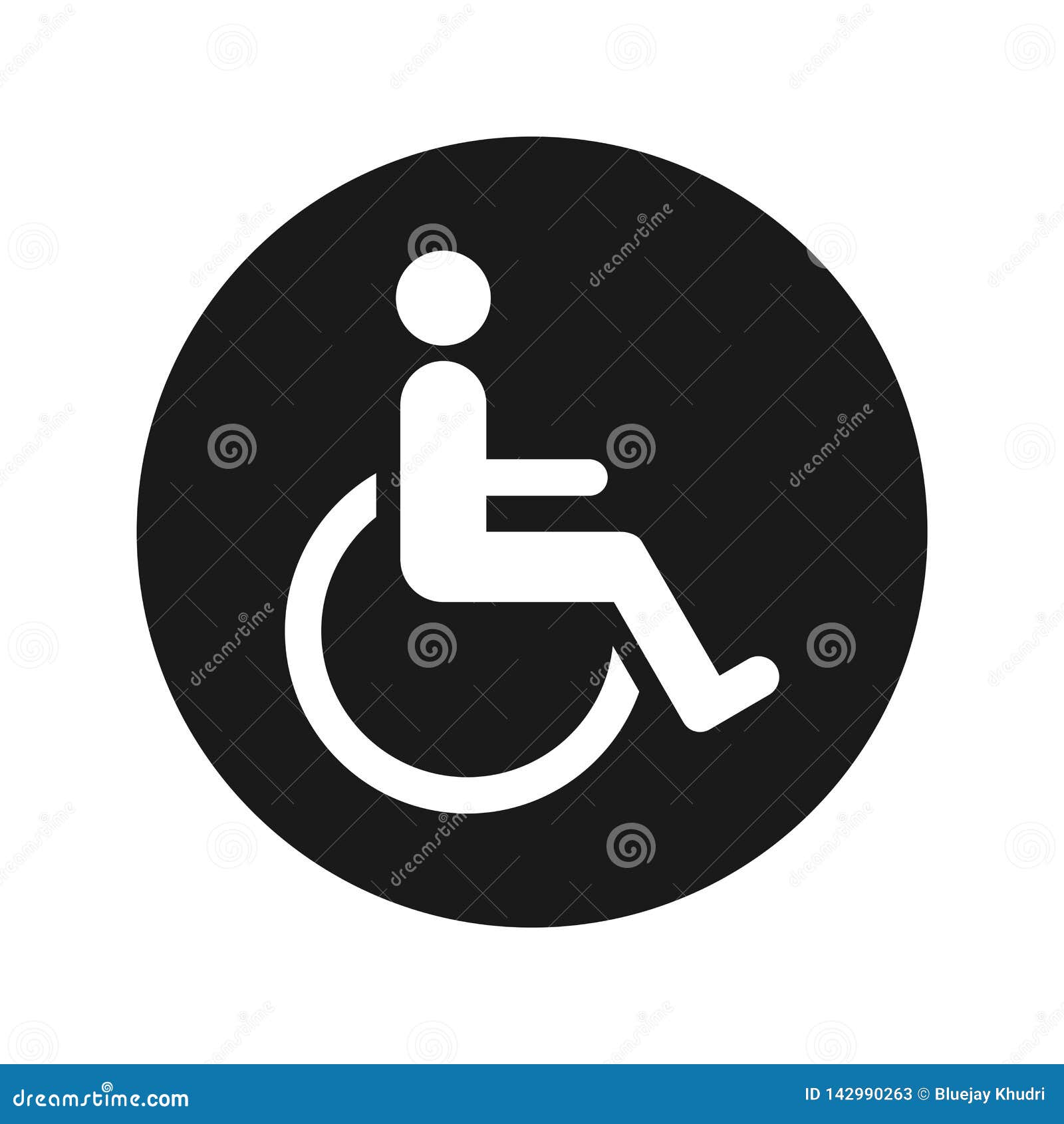 Wheelchair Handicap Icon Flat Black Round Button Vector Illustration Stock Vector - Illustration ...