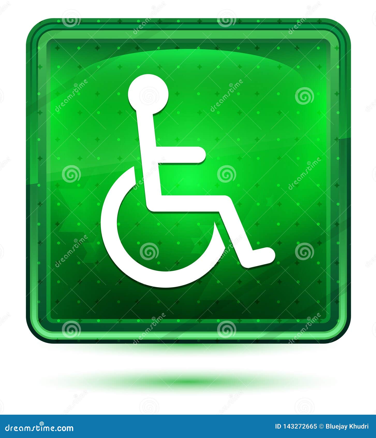 Wheelchair Handicap Icon Neon Light Green Square Button Stock ...