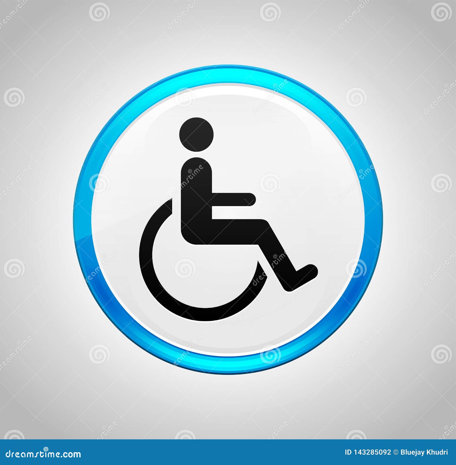 Wheelchair Handicap Icon Round Blue Push Button Stock Illustration ...