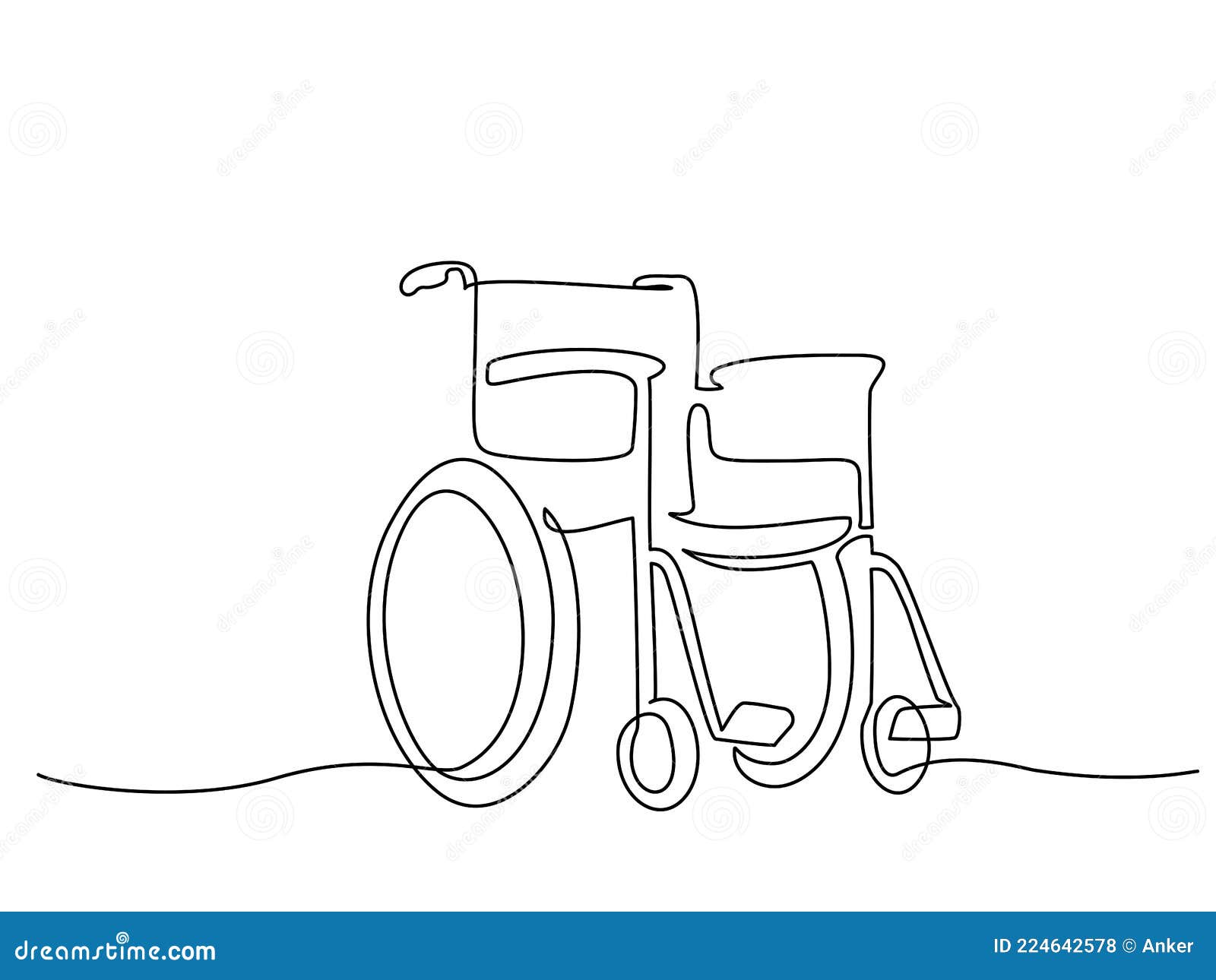 Wheelchair for Invalid. Continuous One Line Drawing Stock Vector ...