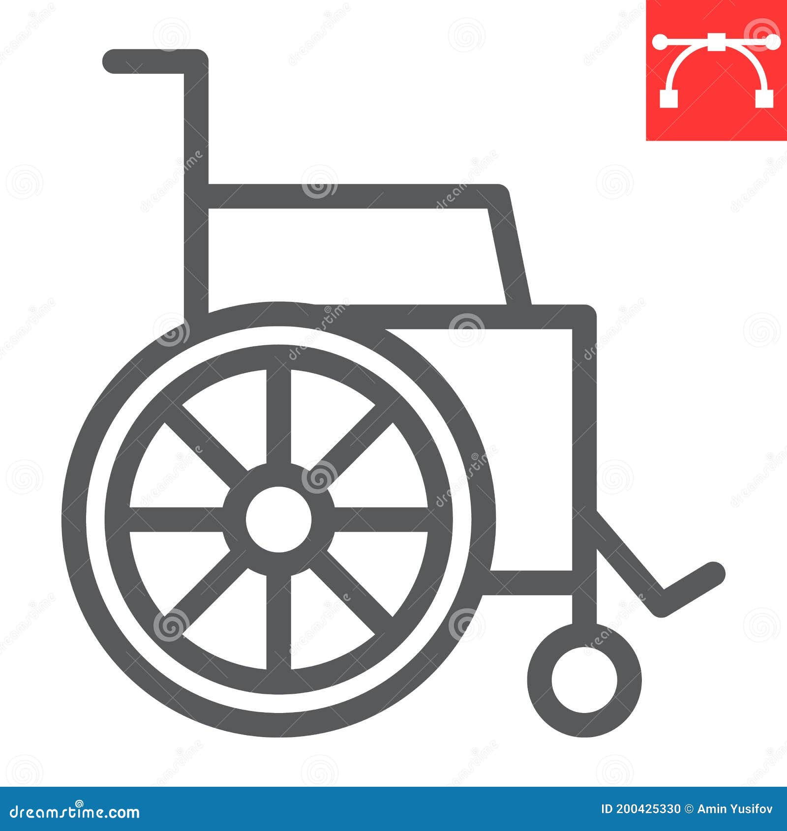 Wheelchair Line Icon, Disability and Handicapped, Wheelchair Sign ...
