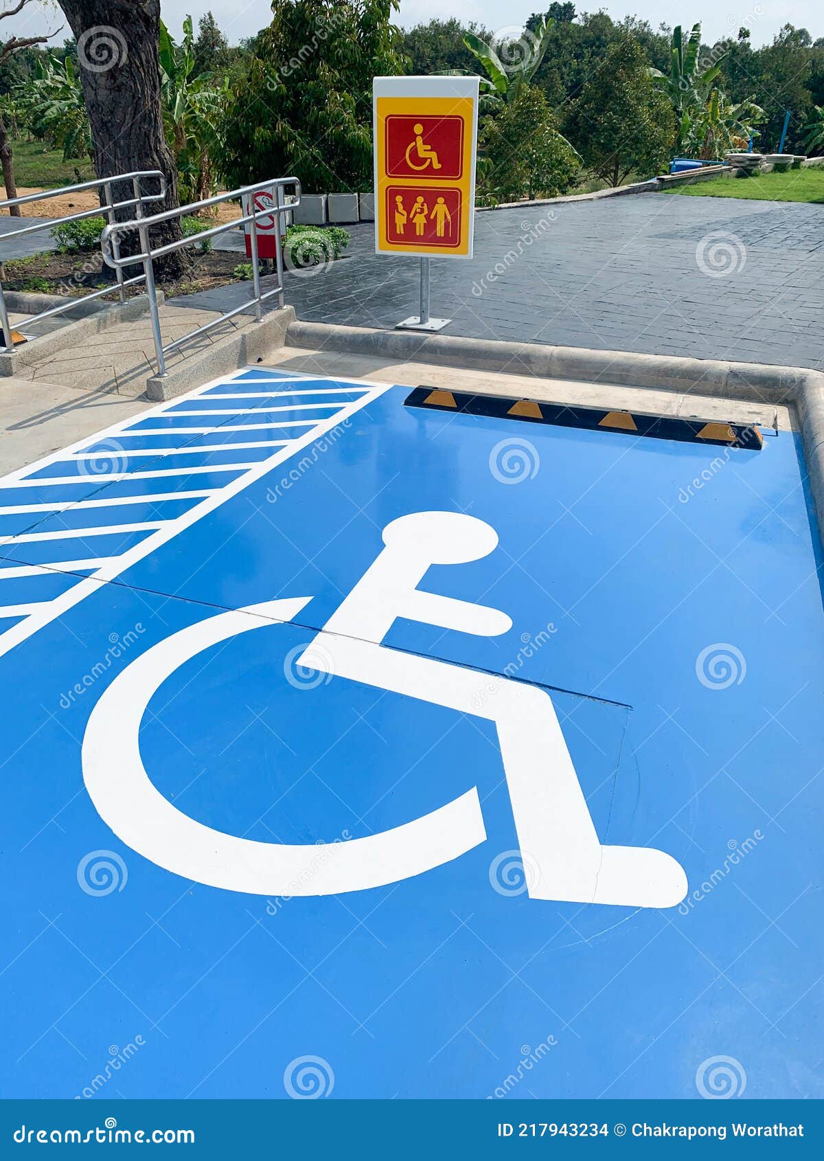 Wheelchair Parking Space Area. Disabled People Stock Photo - Image of ...