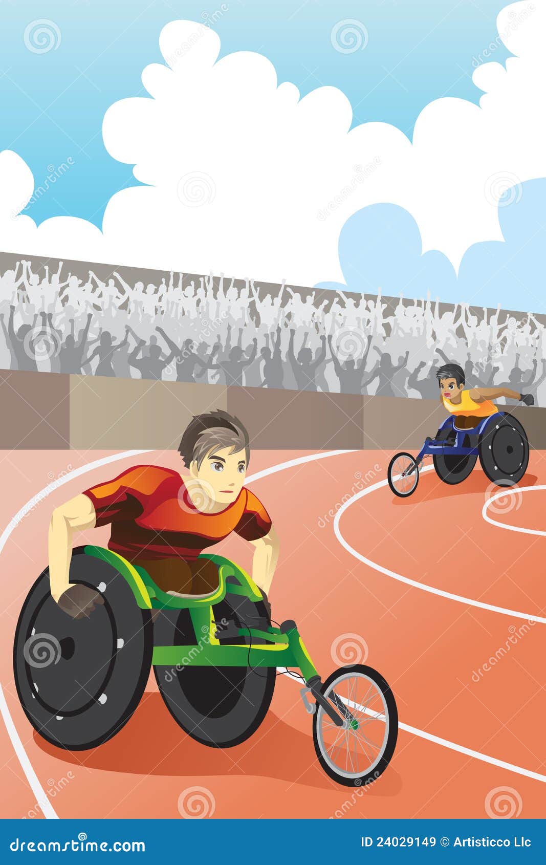 Wheelchair race stock vector. Illustration of male, intensity - 24029149