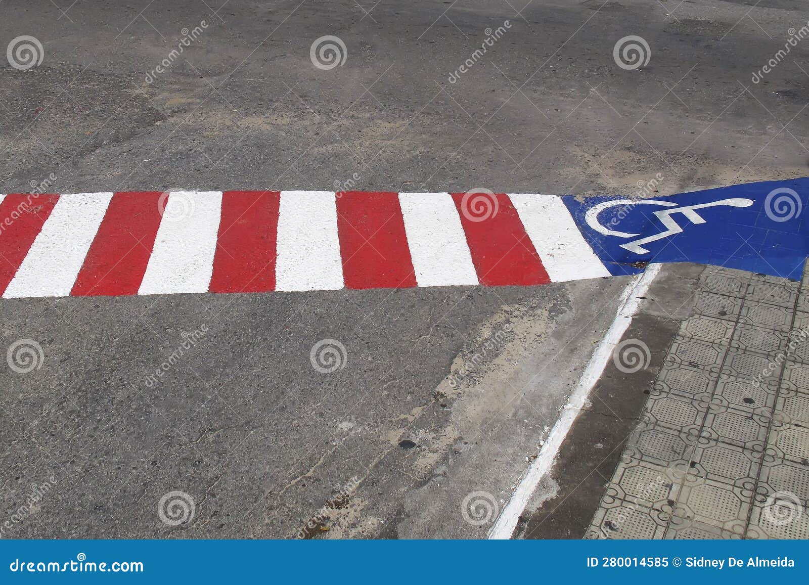 Wheelchair Ramp with Accessibility Symbol and Crosswalk Stock Image ...