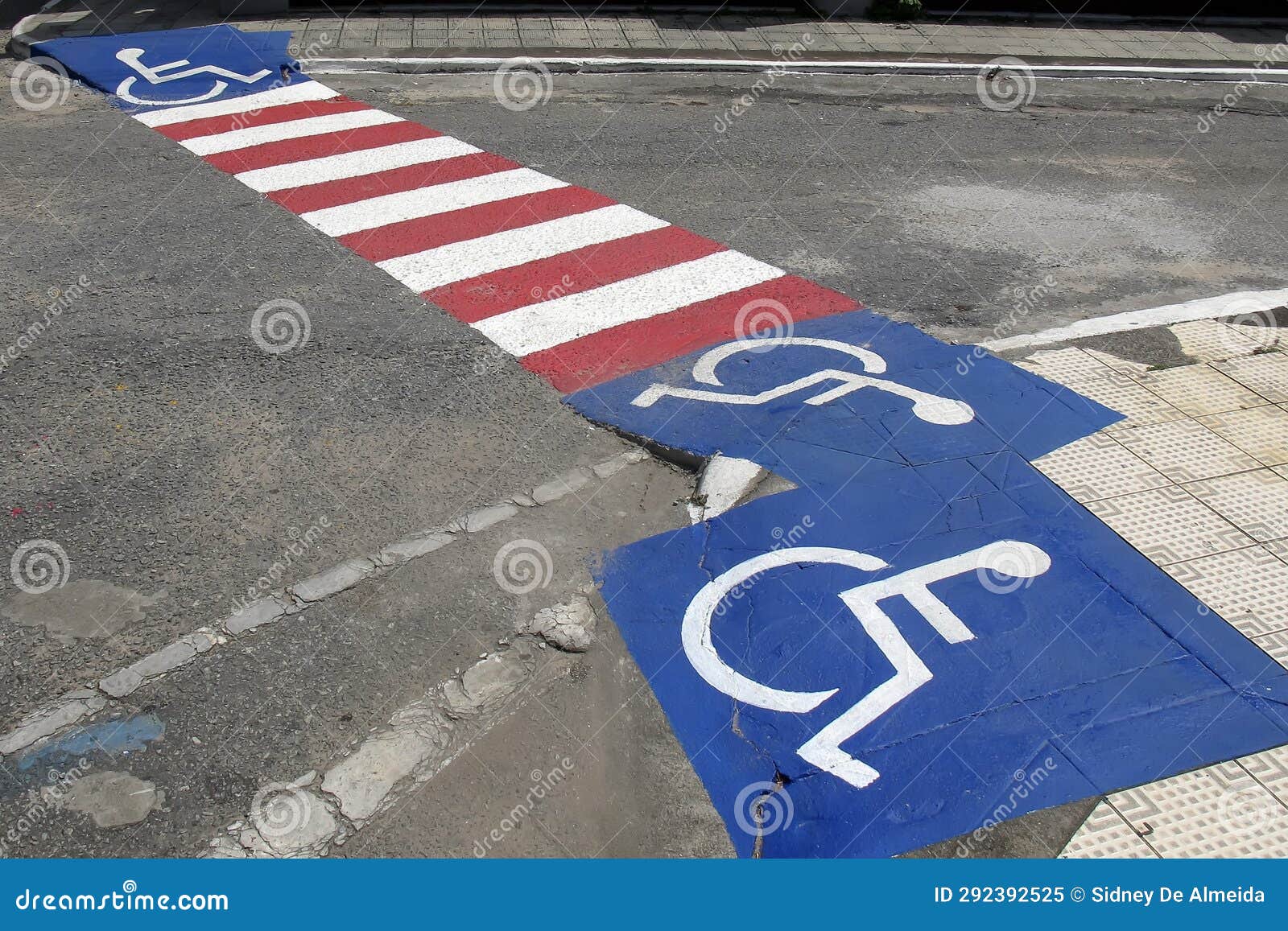 Wheelchair Ramp with Accessibility Symbol and Crosswalk Stock Image ...