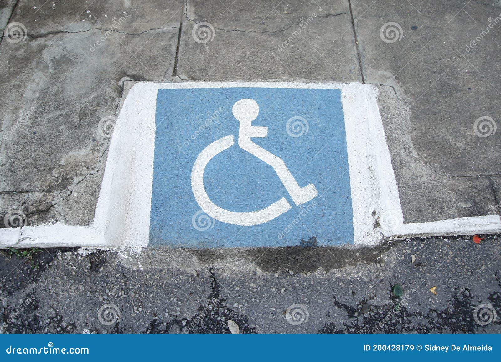 Wheelchair Ramp with Accessibility Symbol Stock Image - Image of street ...