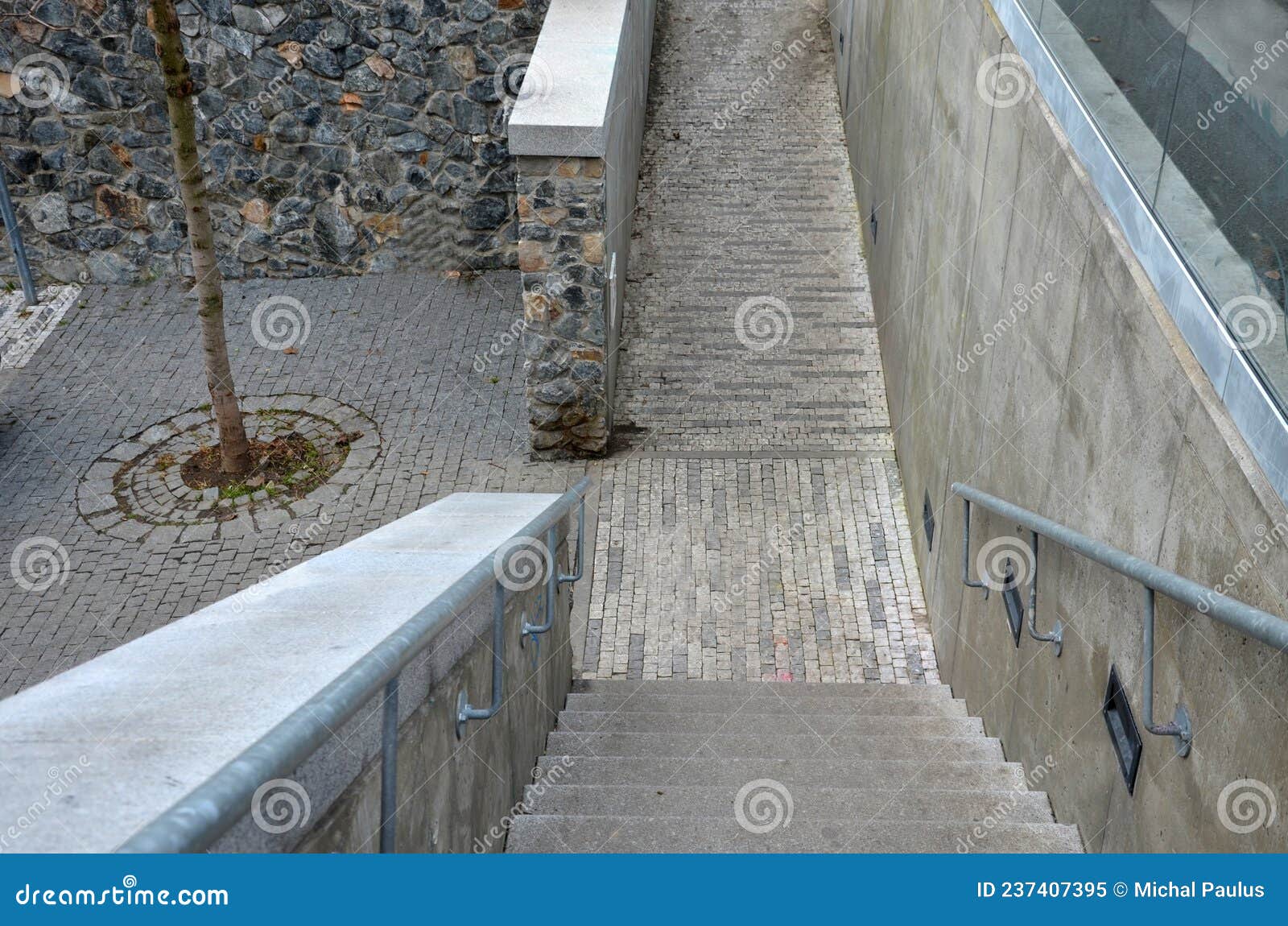 Wheelchair Ramp and Stairs on the Other Side. Height Differences are ...