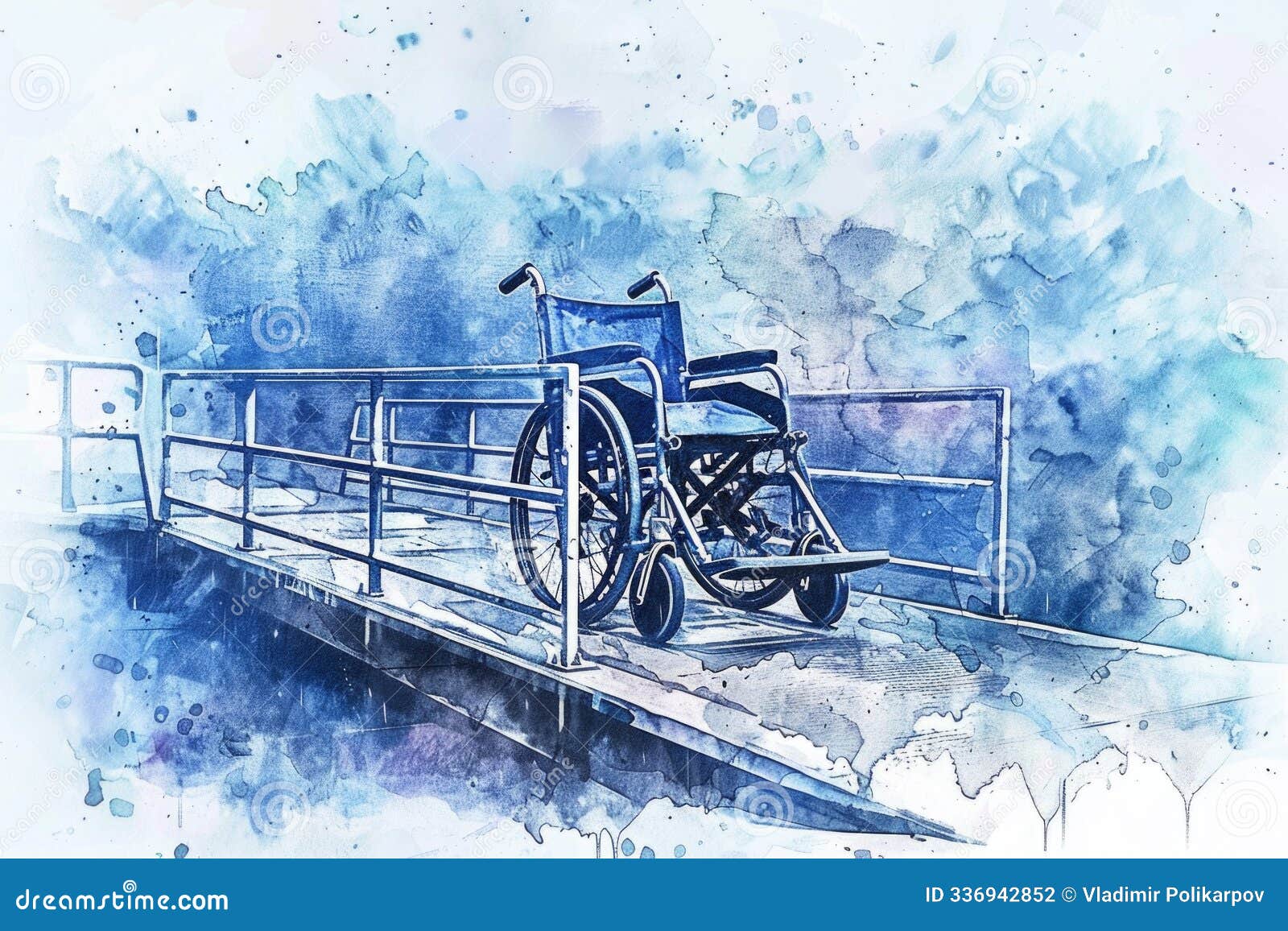 A Wheelchair Sits on a Bridge, a Simple and Accessible Path for People ...