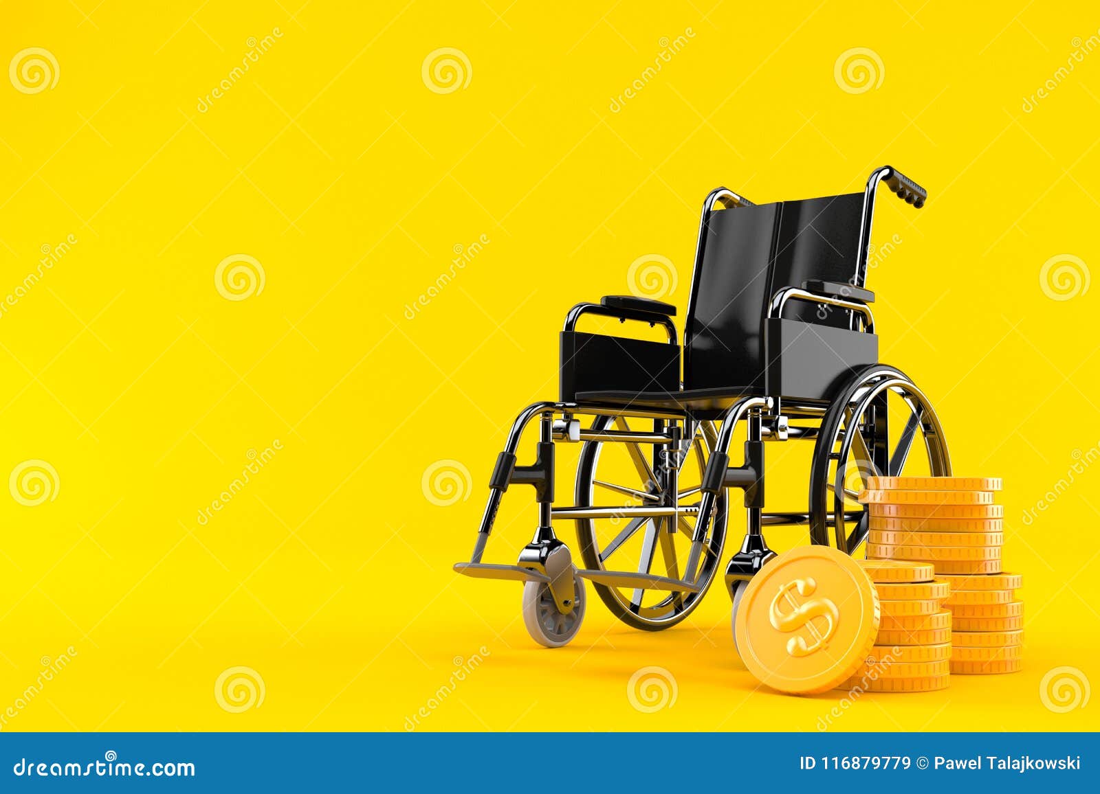 Wheelchair with Stack of Coins Stock Illustration - Illustration of ...