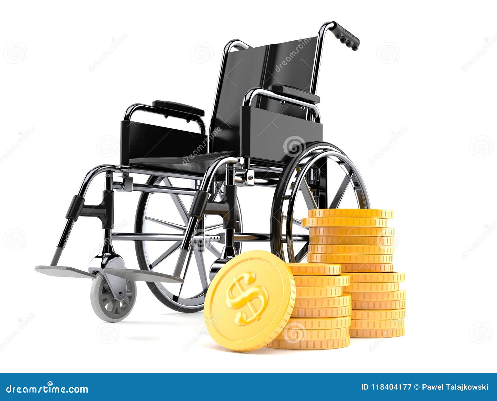 Wheelchair with Stack of Coins Stock Illustration - Illustration of ...