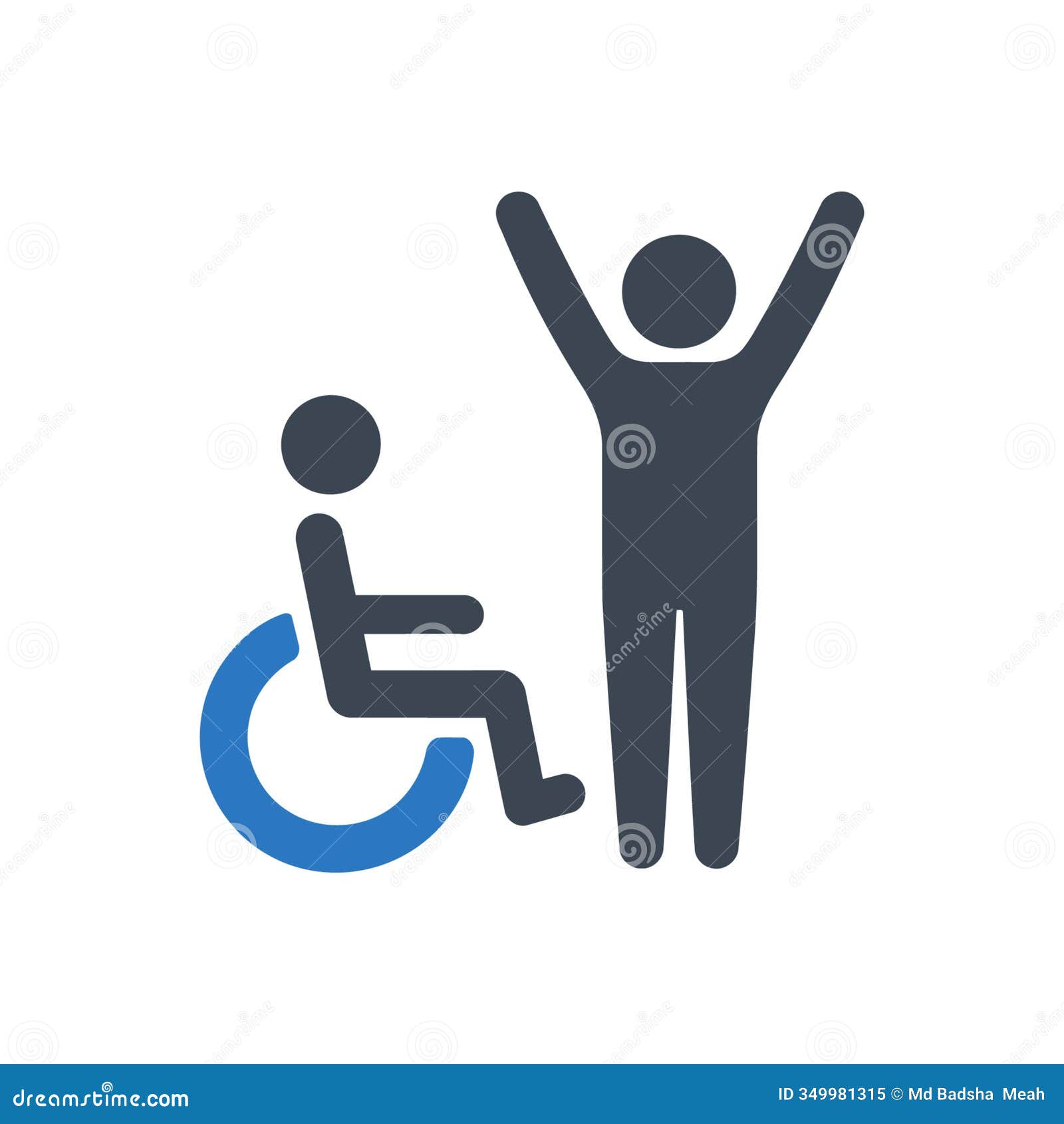 Wheelchair and Supportive Person Icon Stock Illustration - Illustration ...
