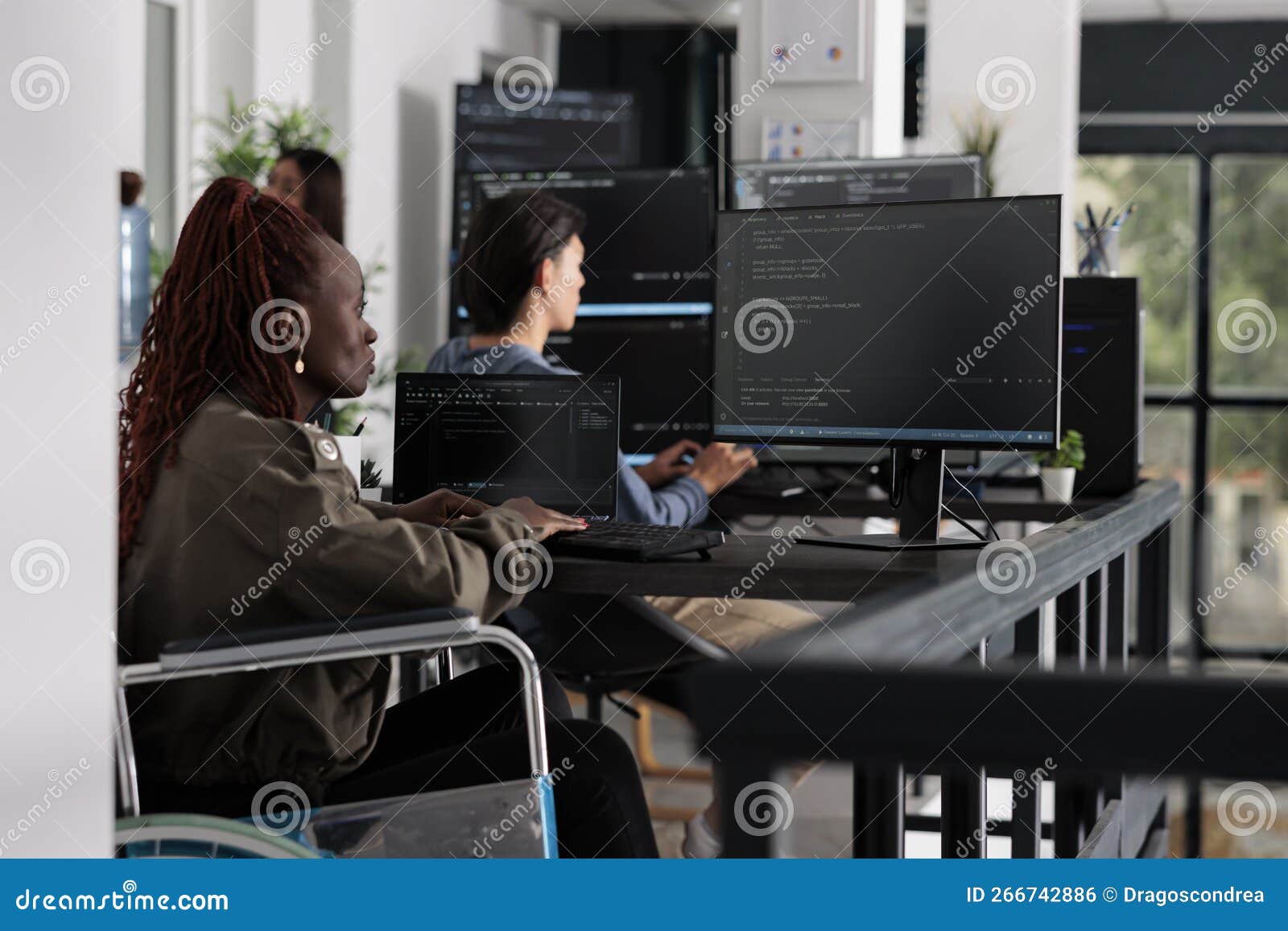 Wheelchair User Typing Script Code on Computer Stock Photo - Image of disability, security ...