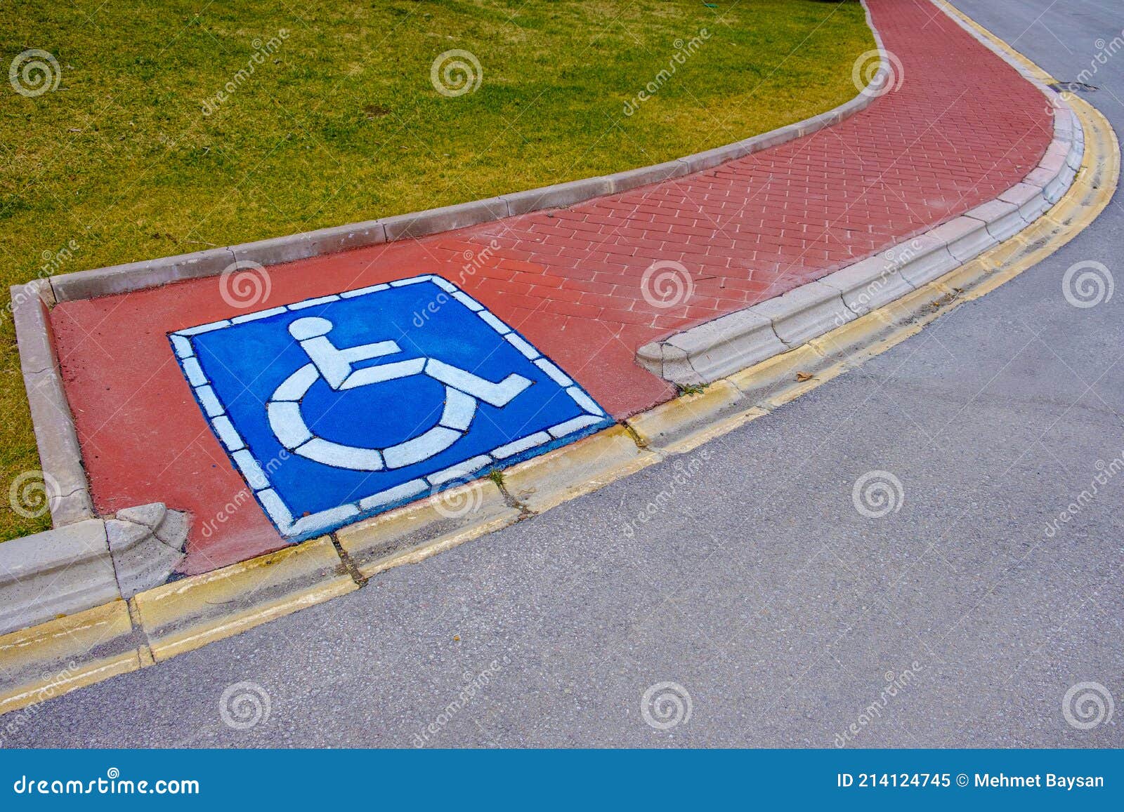 Wheelchair Way Entarence at Sidewalk Stock Image - Image of lines ...