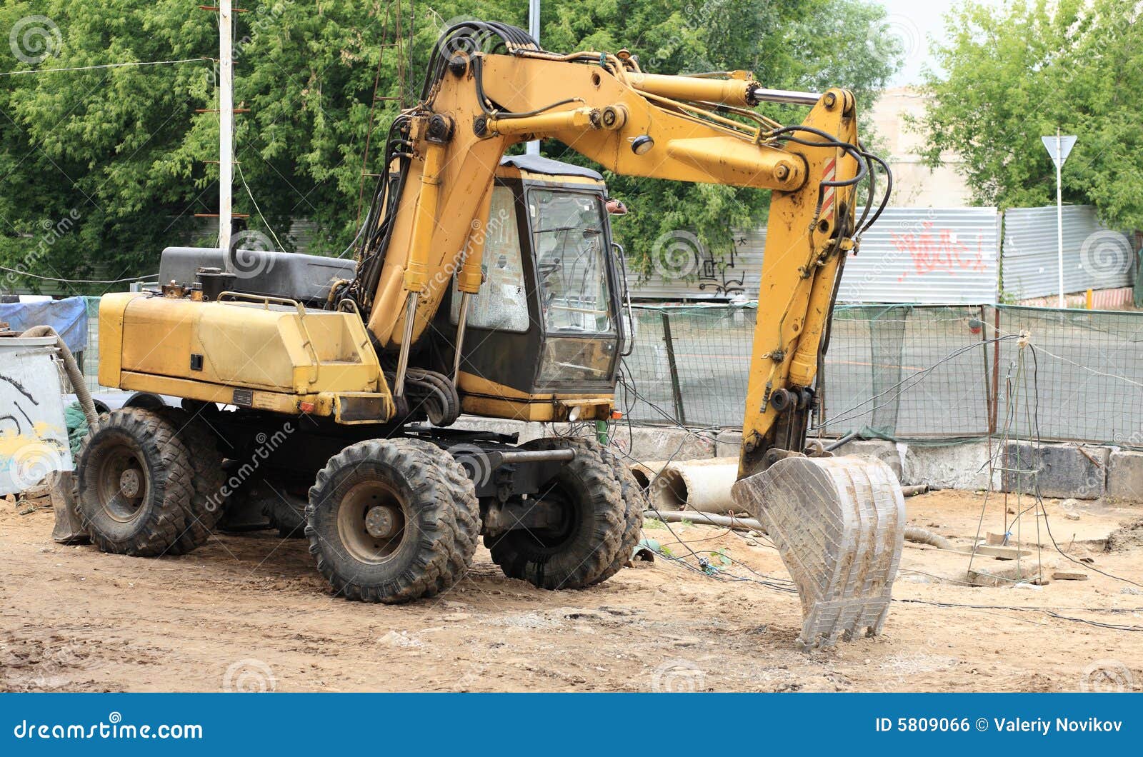 Wheeled Excavator Side View Isolated On White Background Stock Image ...
