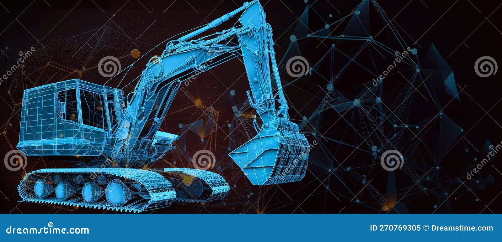 Wheeled Loader Wireframe Mesh Futuristic Design Concept Illustration of ...
