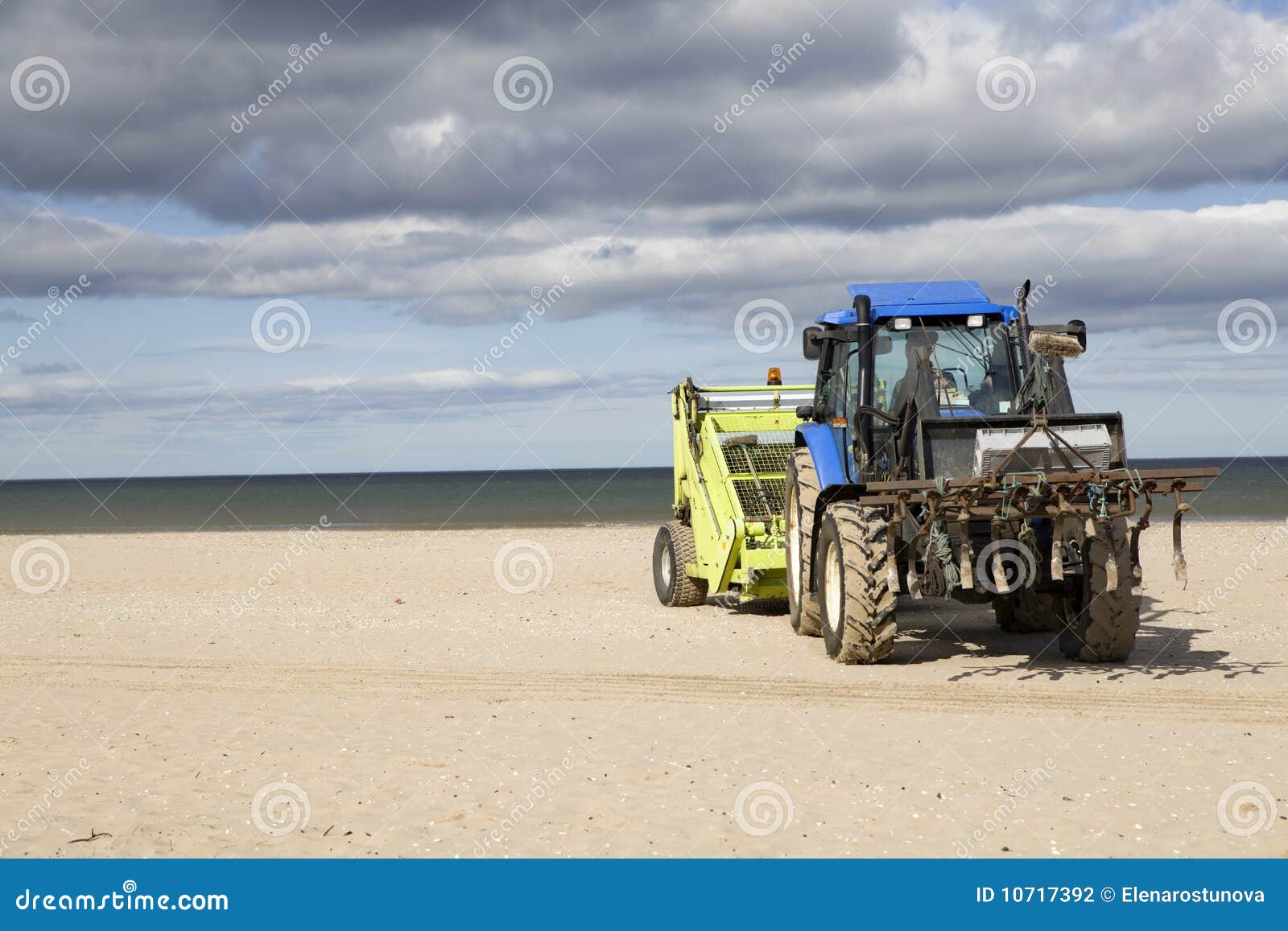 Wheeled Tractor for Cleaning Sand on Beach Stock Photo - Image of ocean ...