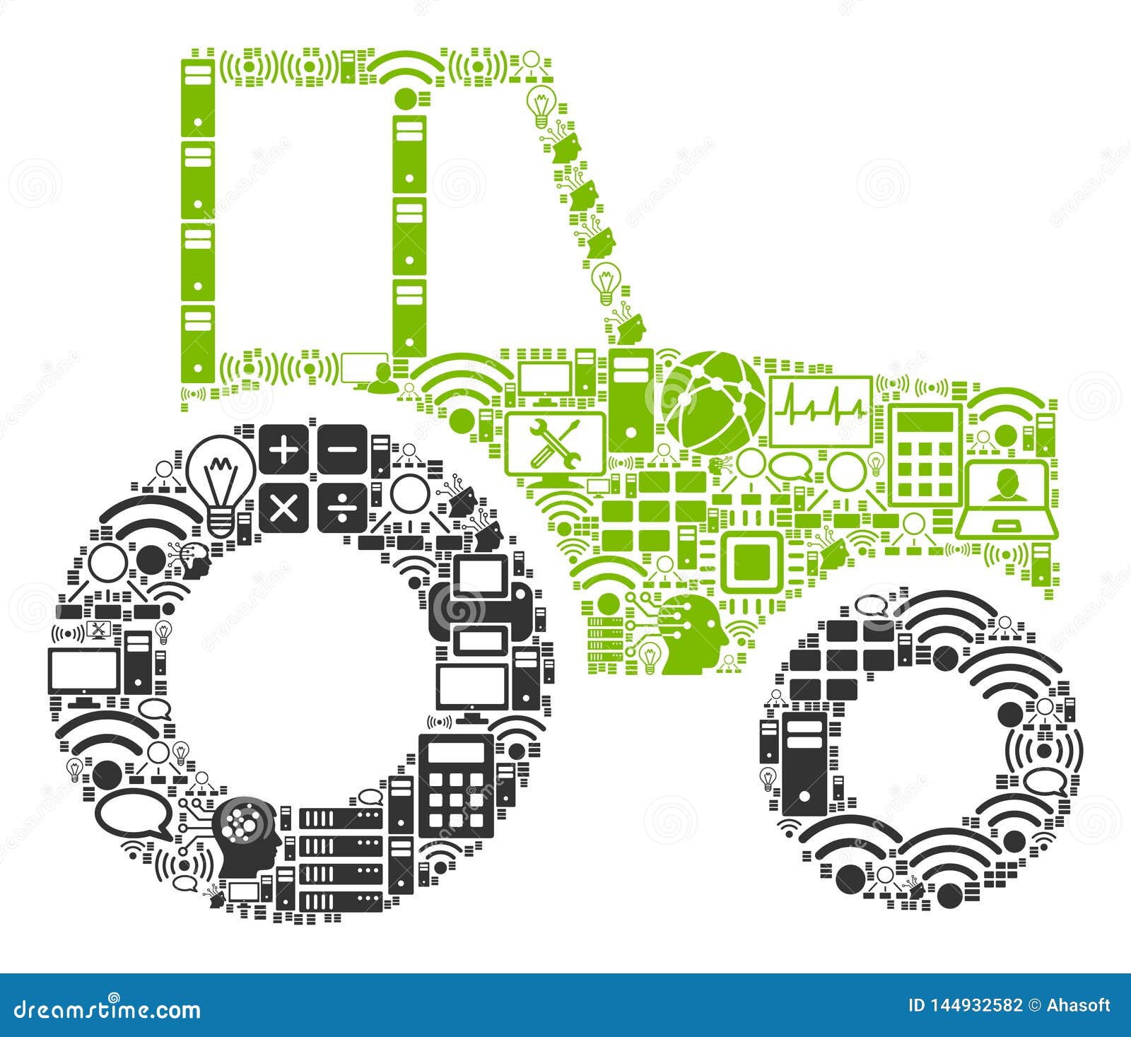 Wheeled Tractor Collage Icon for BigData and Computing Stock Vector ...
