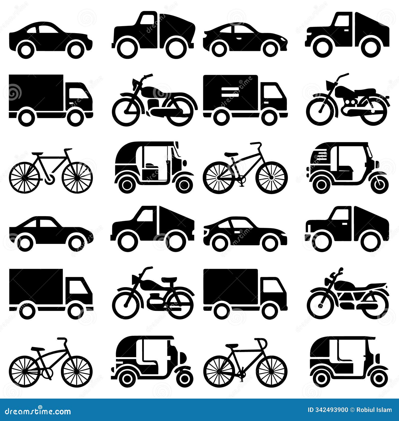 Wheeled Vehicle Transport Icons Vector Set Stock Vector - Illustration ...