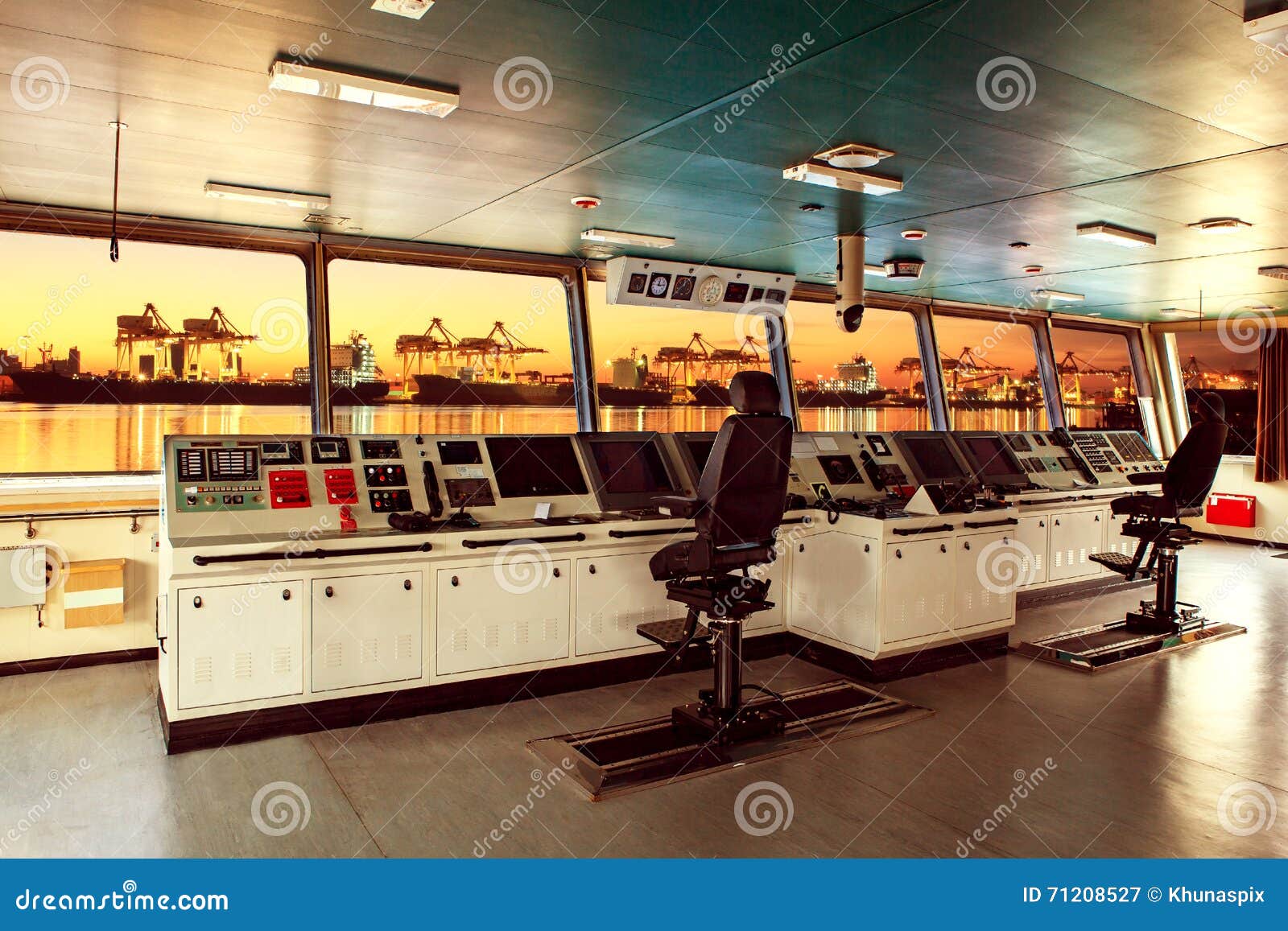 Wheelhouse Of A Modern Offshore Ship With Dynamic Positioning Systems ...