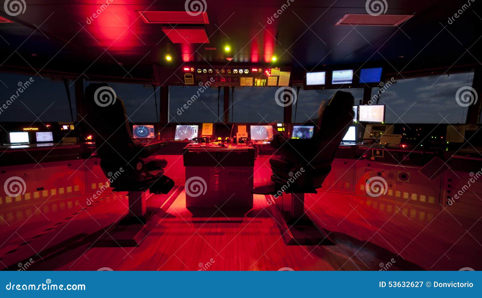 Wheelhouse Of A Modern Offshore Ship With Dynamic Positioning Systems ...