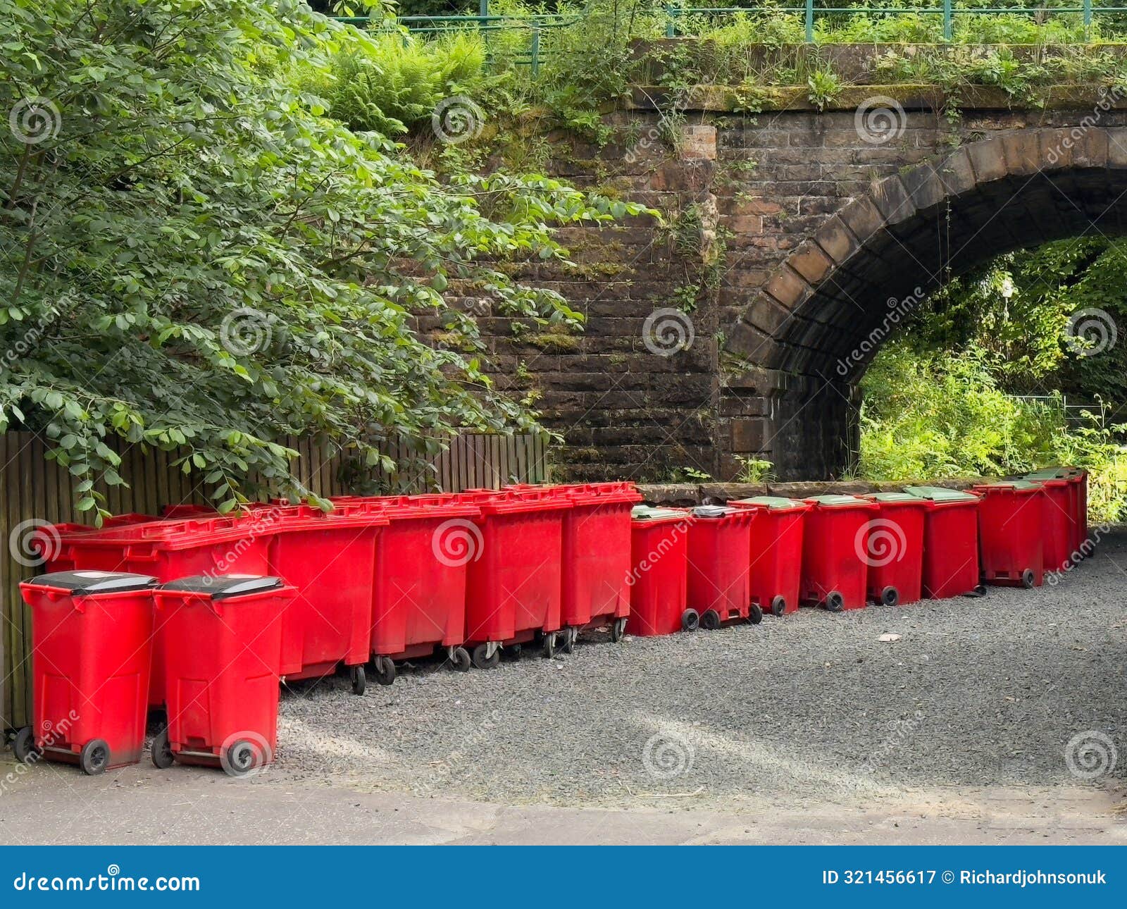 Wheelie Bins in Row for Refuge Collection Outdoors Stock Image - Image ...