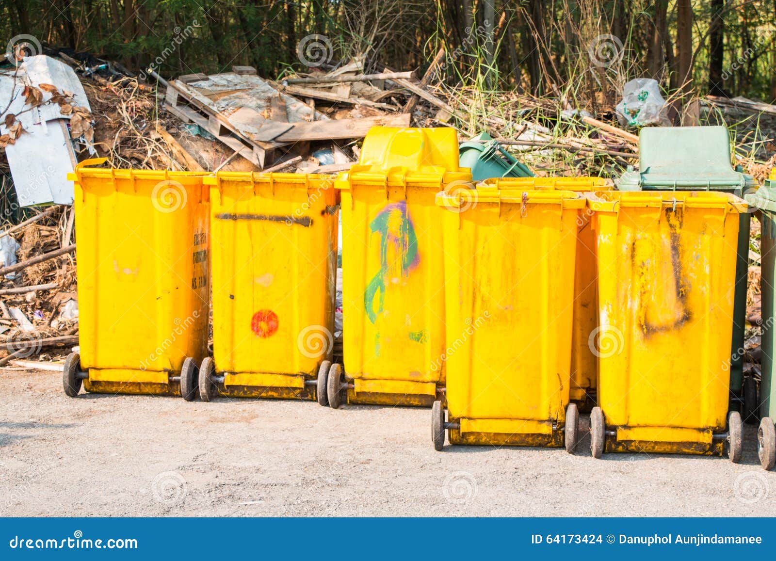 Wheelie bins stock photo. Image of trashcan, garbage - 64173424