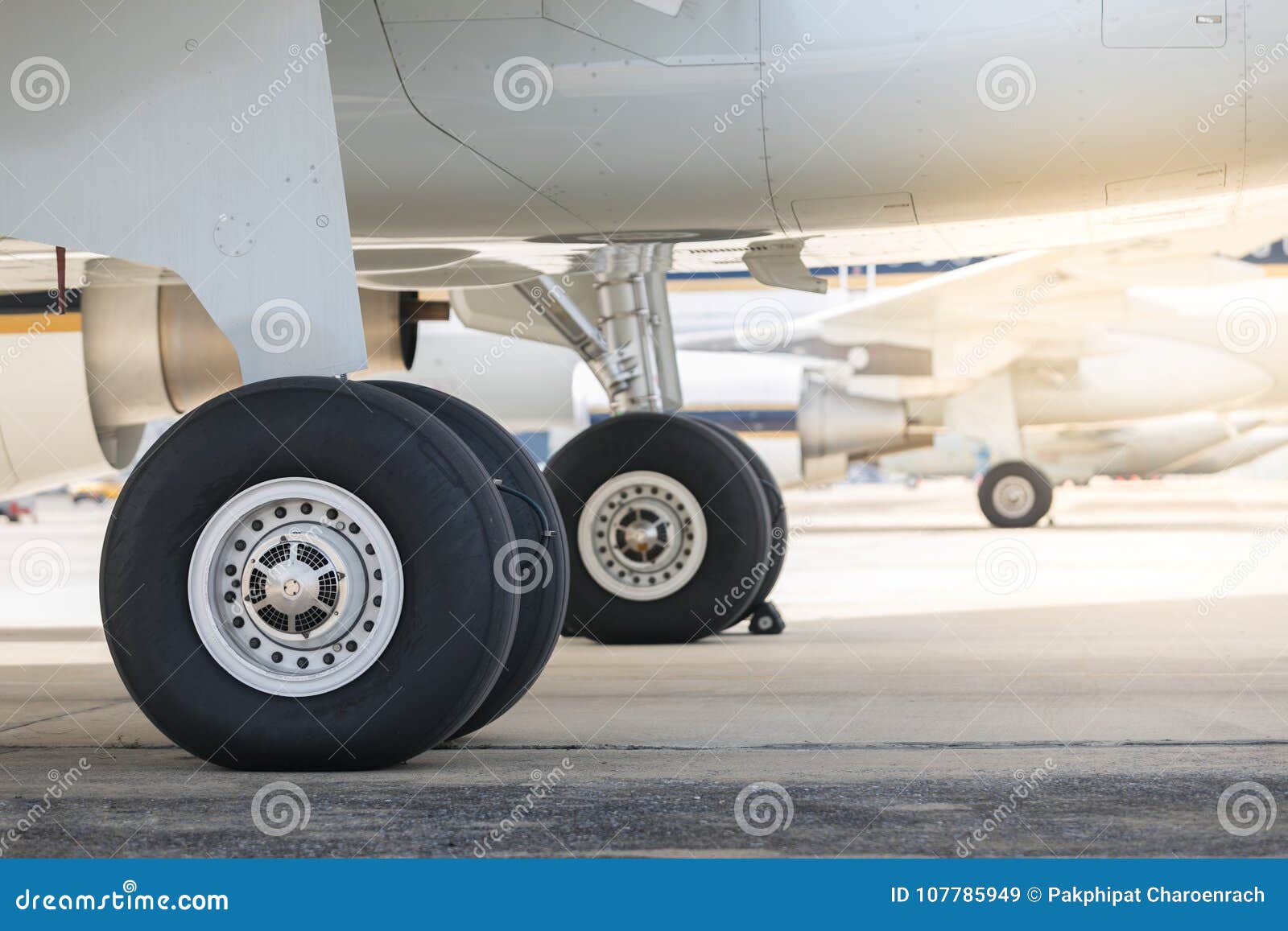 Wheels of Airplane at Airport for Landing. Stock Image - Image of race ...