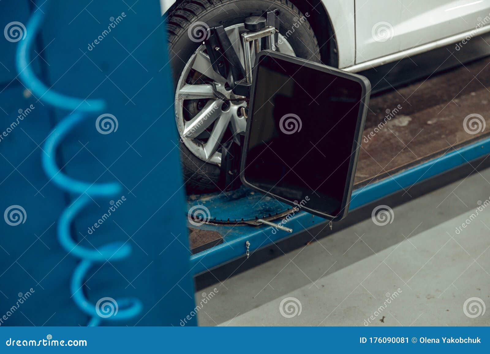 Wheels Alignment Device on a Motor Vehicle Stock Image - Image of ...