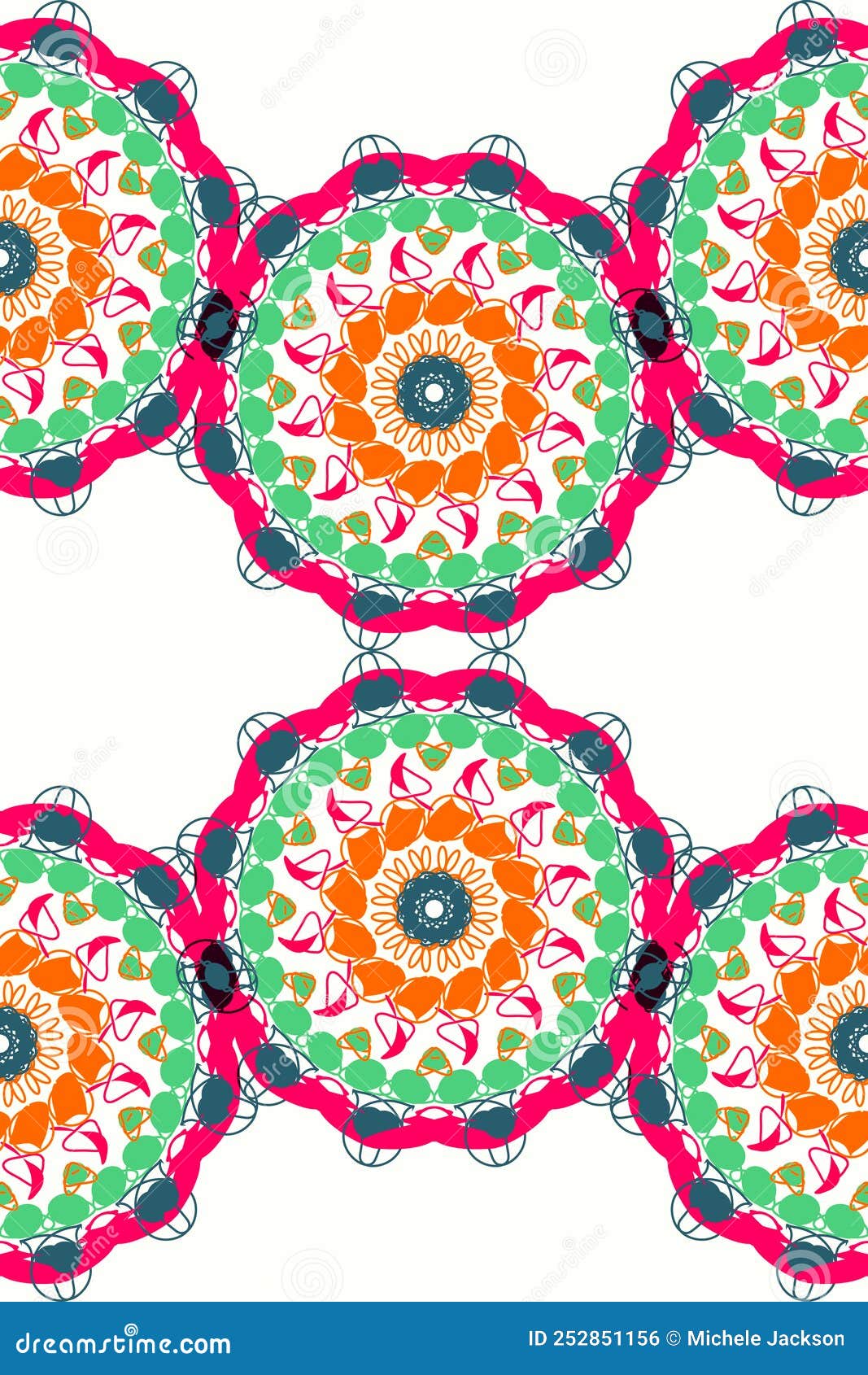 Wheels of Color Mandalas on White Background Repeat Pattern Stock ...