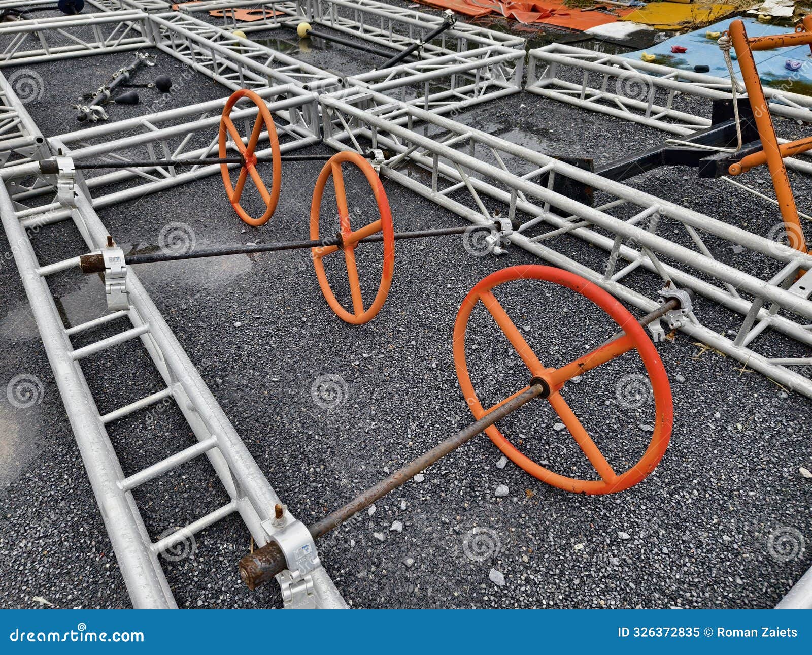 Wheels on a Metal Structure for Stage Mounting Stock Image - Image of ...