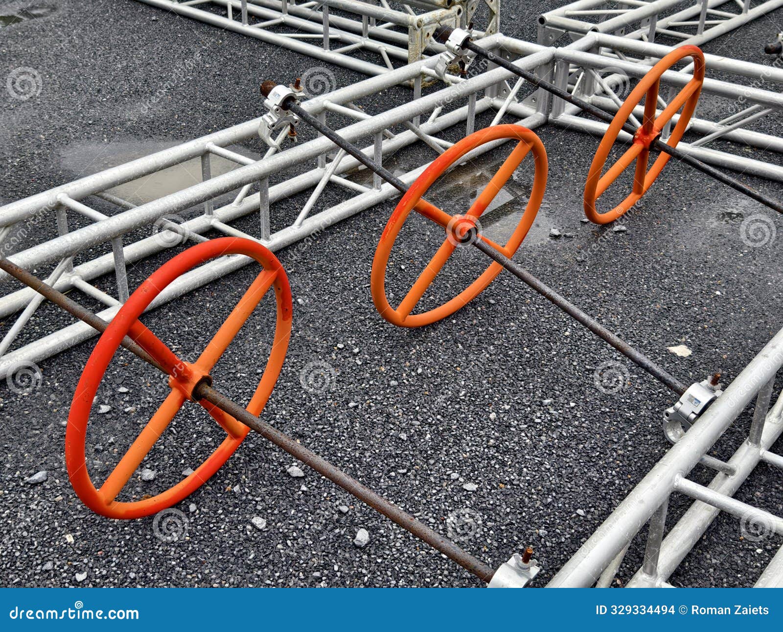 Wheels on a Metal Structure for Stage Mounting Stock Photo - Image of ...