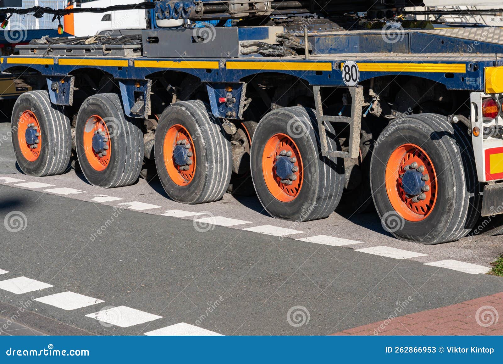 Wheels of a Multi-axle Car Trailer for Transporting Large Loads Stock ...