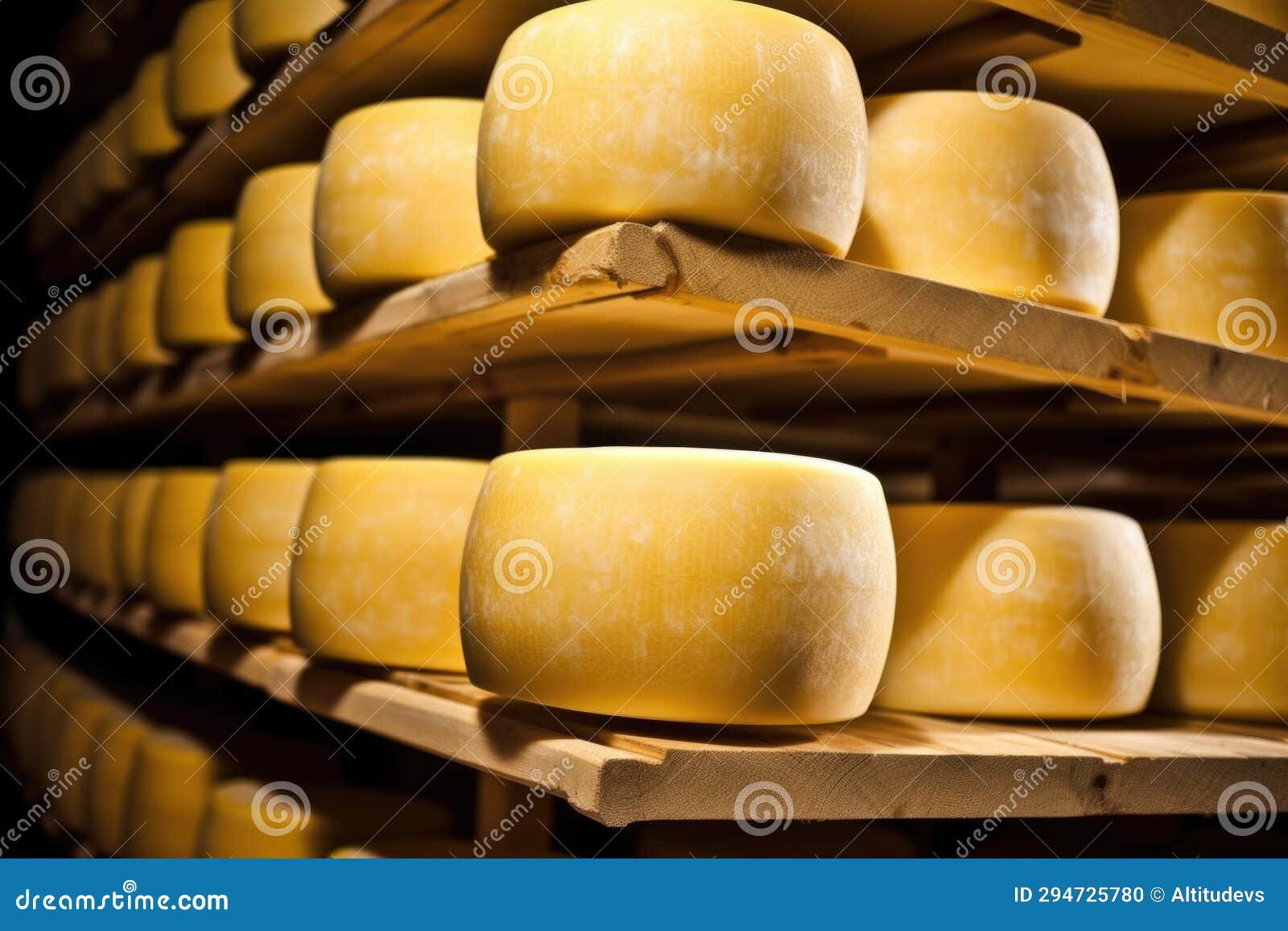 Wheels of Parmesan Cheese on an Aging Rack Stock Illustration ...