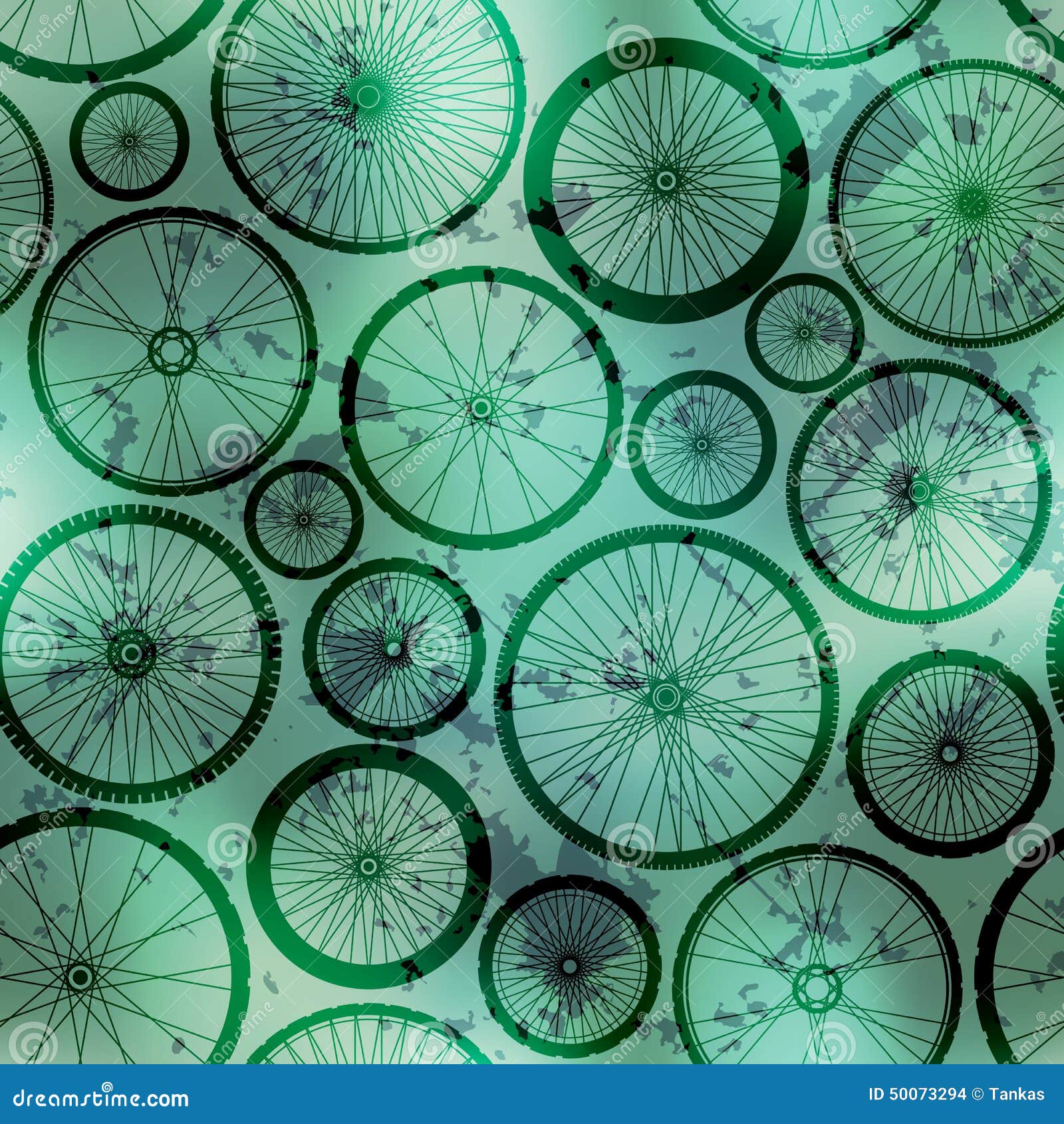 Wheels Pattern on Grunge Green Background Stock Vector - Illustration ...