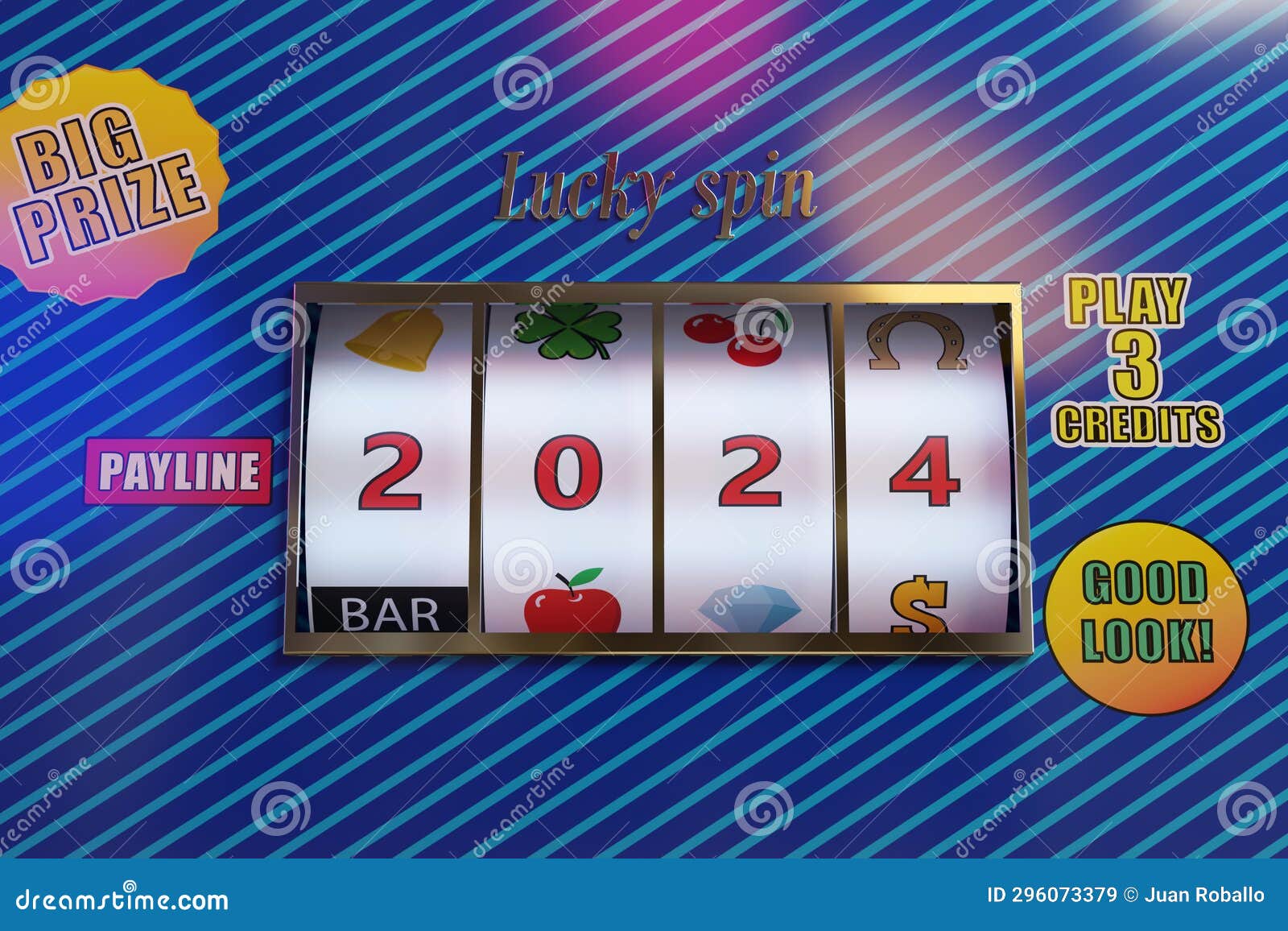 Wheels of a Slot Machine with the Number 2024. New Year Concept Stock ...