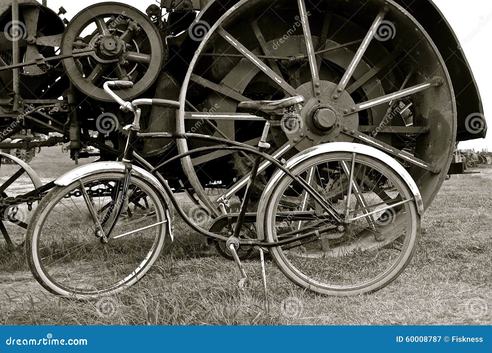Wheels of a Steam Engine an Vintage Bicycle Stock Image - Image of ...