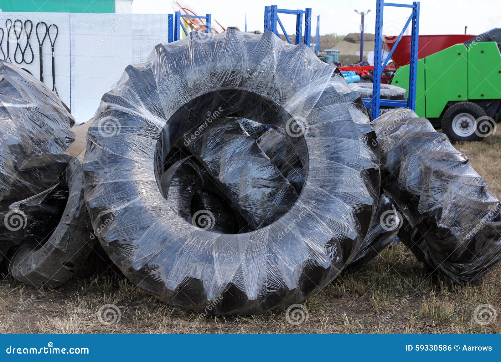 Wheels of Tractors Tire and Farm Equipment in the Stock Photo - Image ...
