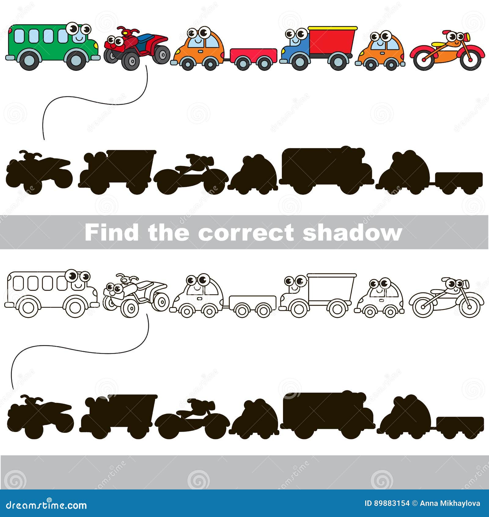 Wheels Transport Set. Find Correct Shadow. Stock Vector - Illustration ...