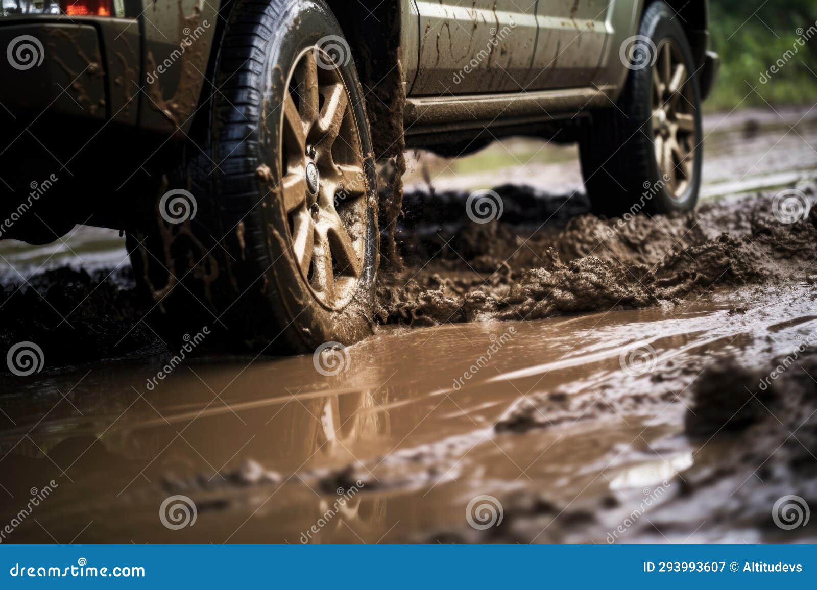 Wheels of a Vehicle Getting Stuck in Deep Mud Stock Illustration ...