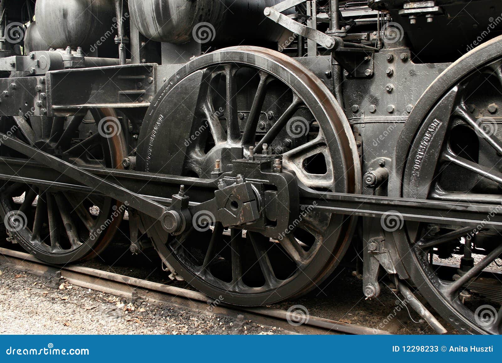 Wheels of Vintage Steam Engine on Railway Stock Image - Image of metal ...